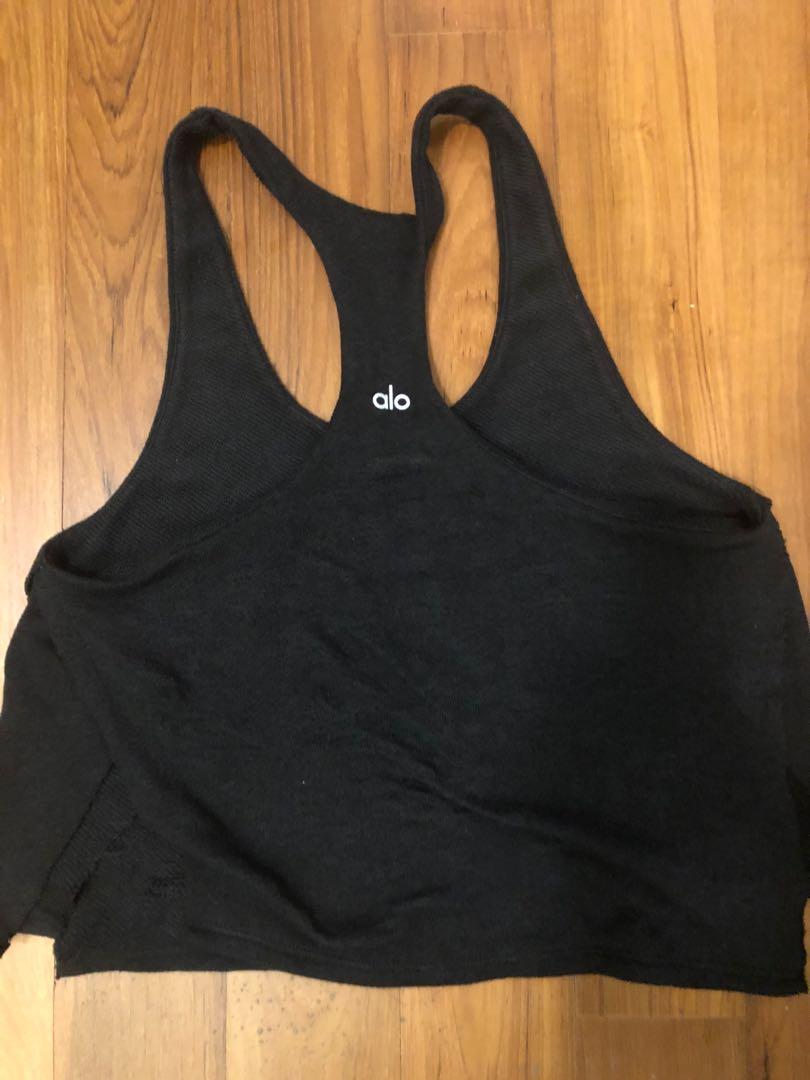 Alo Yoga Black Distressed Step Tank - size S, Women's Fashion ...