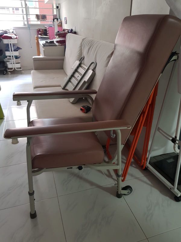Geriatric chair with side table, Furniture & Home Living, Furniture ...