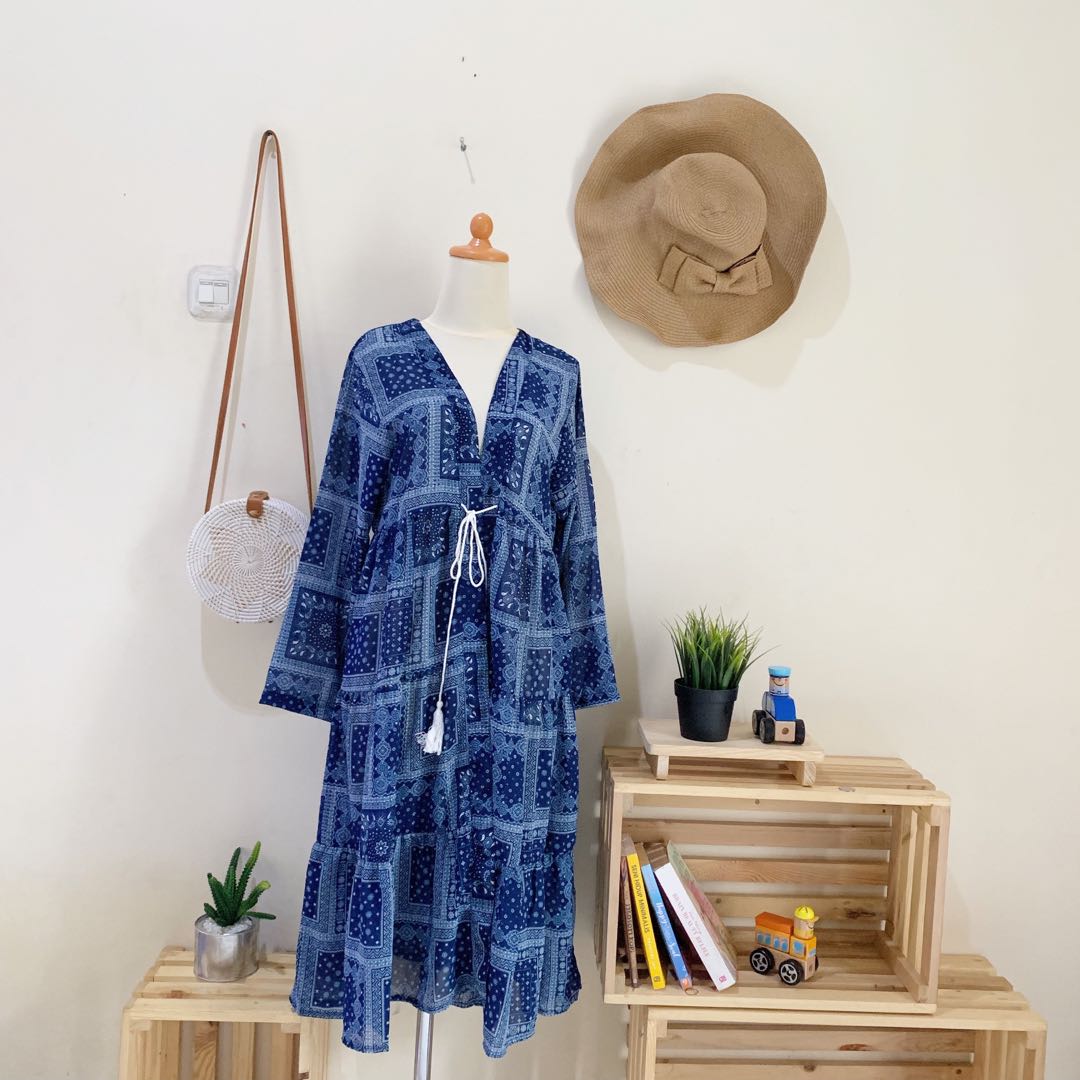 Mididress Outer Etnik, Fesyen Wanita, Pakaian Wanita, Baju Luaran di ...
