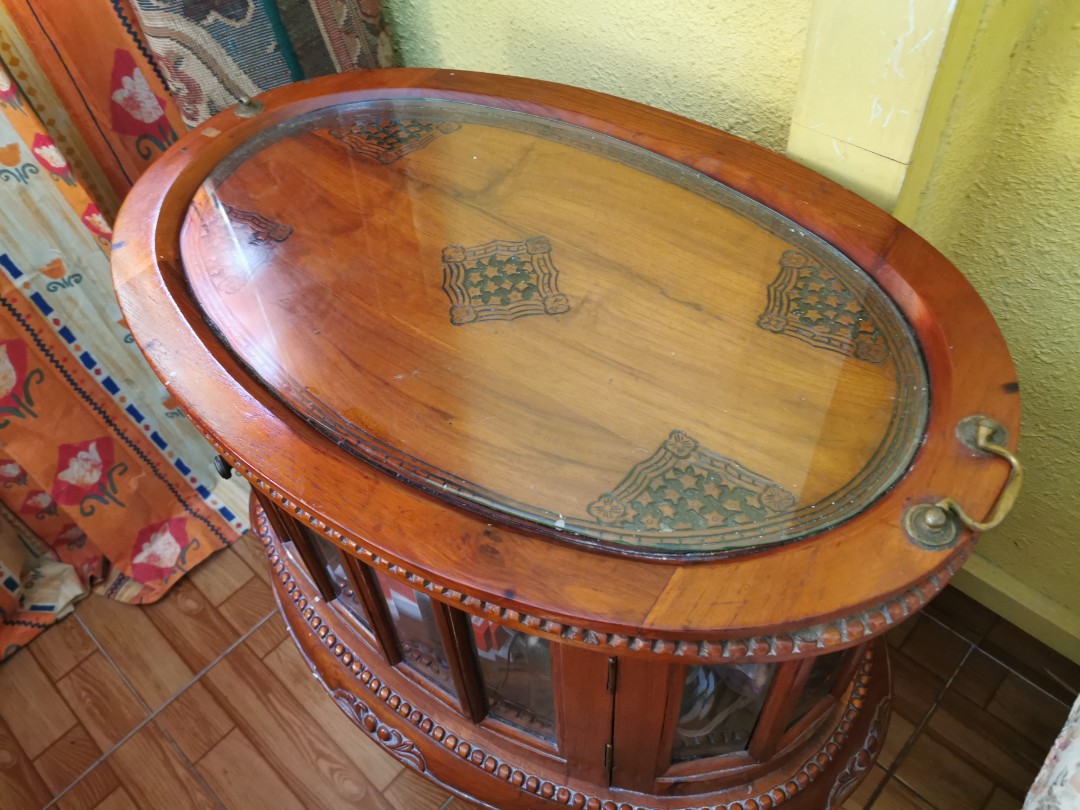 Oval display table, Furniture, Home Decor, Antiques on Carousell