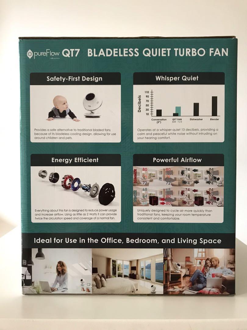 Pureflow QT7 Bladeless Quiet Turbo Fan, Furniture & Home Living ...