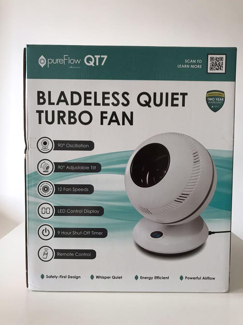 Pureflow QT7 Bladeless Quiet Turbo Fan, Furniture & Home Living ...