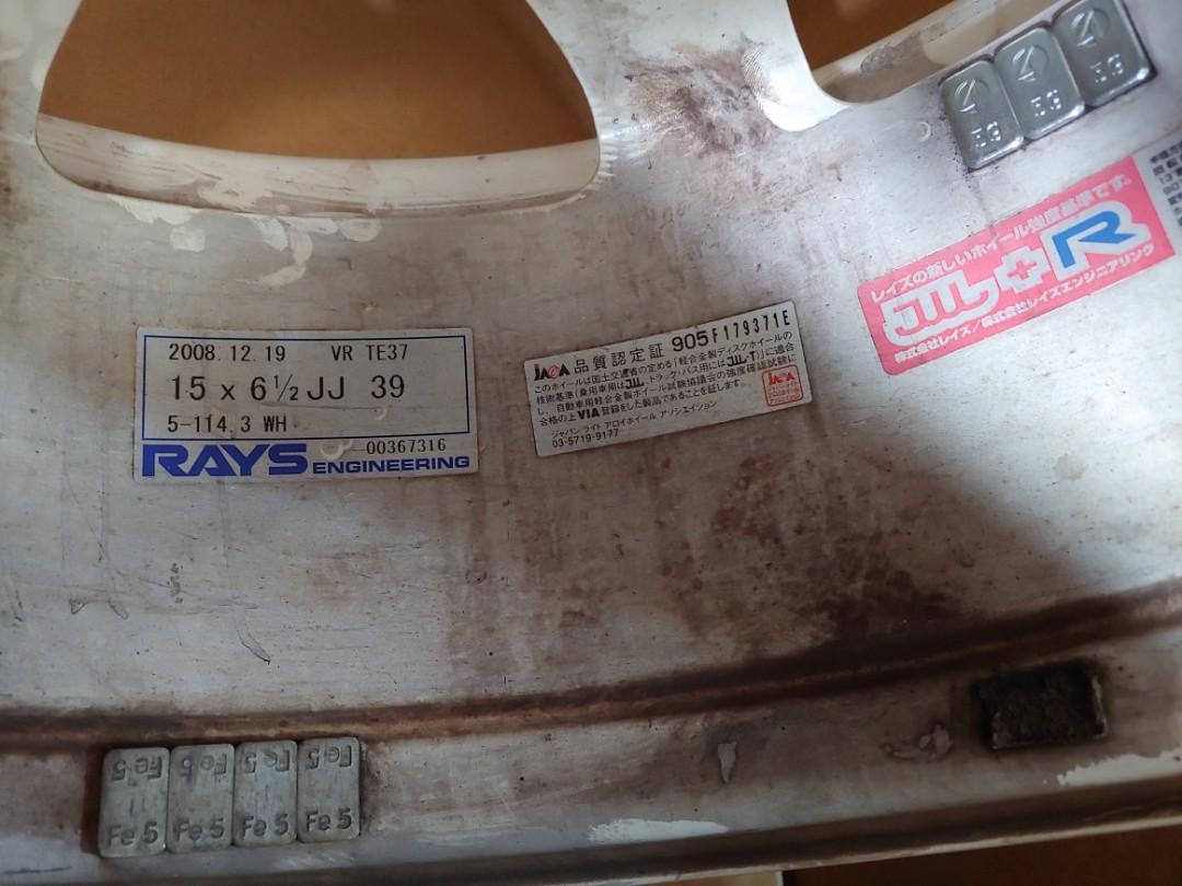 15" Volks Racing TE37 SL White, Car Accessories, Tyres & Rims on Carousell