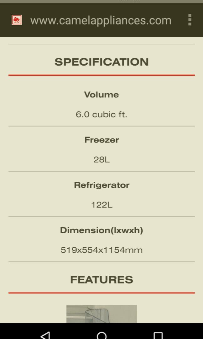 Camel Refrigerator 6 cu. ft, TV & Home Appliances, Kitchen Appliances ...