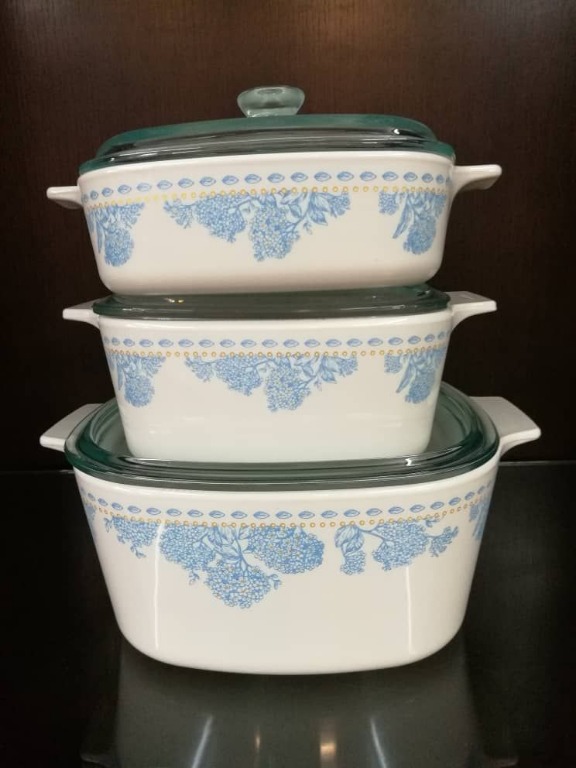 CorningWare Hydrangea Stovetop Pyroceram Casserole (1L, 1.5L & 3L ...