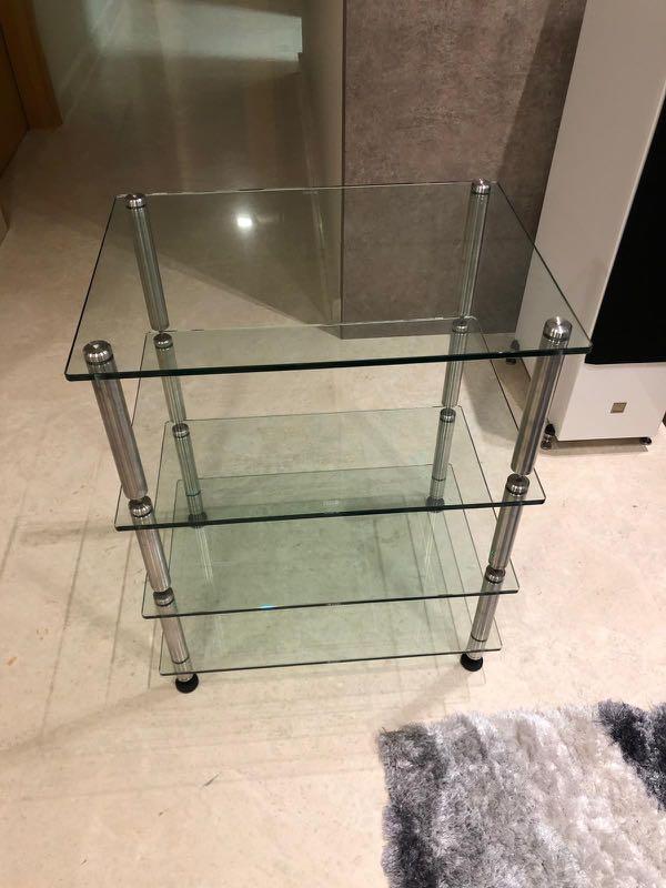 Glass 4-tier Hifi rack, Furniture & Home Living, Furniture, Shelves ...