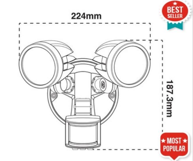 Lightway 20 Watts AC 220V PIR Motion Sensor Security Light Floodlight ...