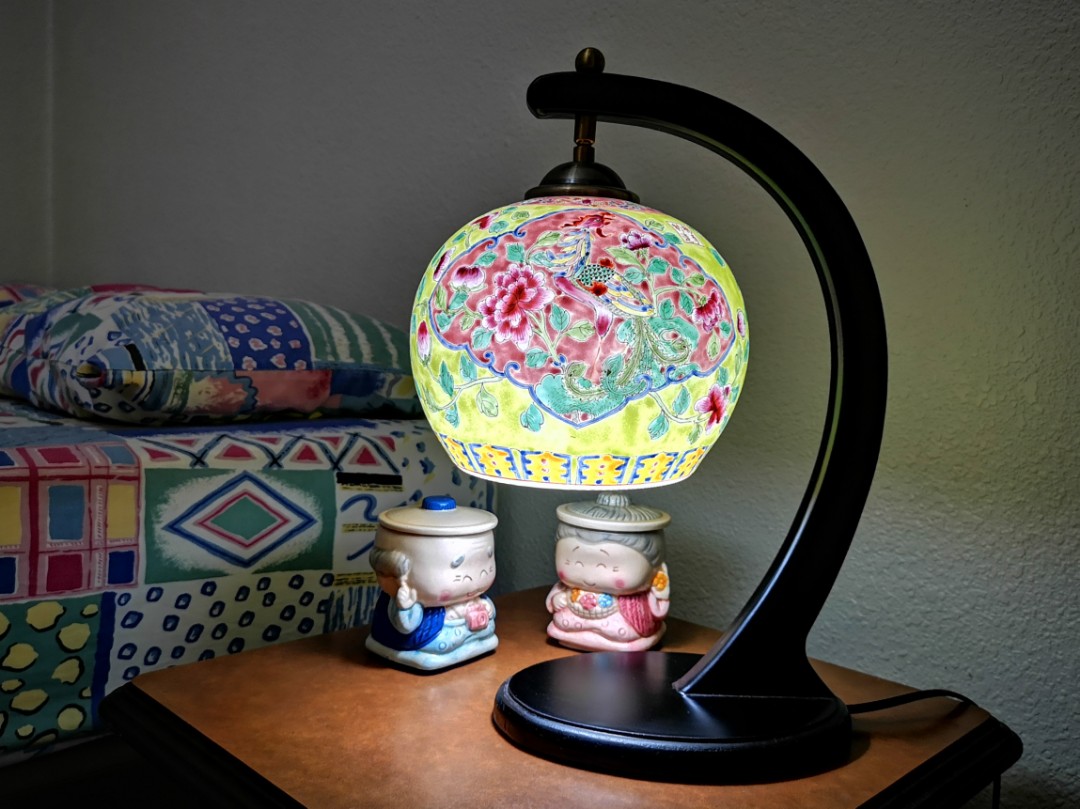 Peranakan Light Yellow Table Lamp, Furniture, Home Decor, Lighting ...