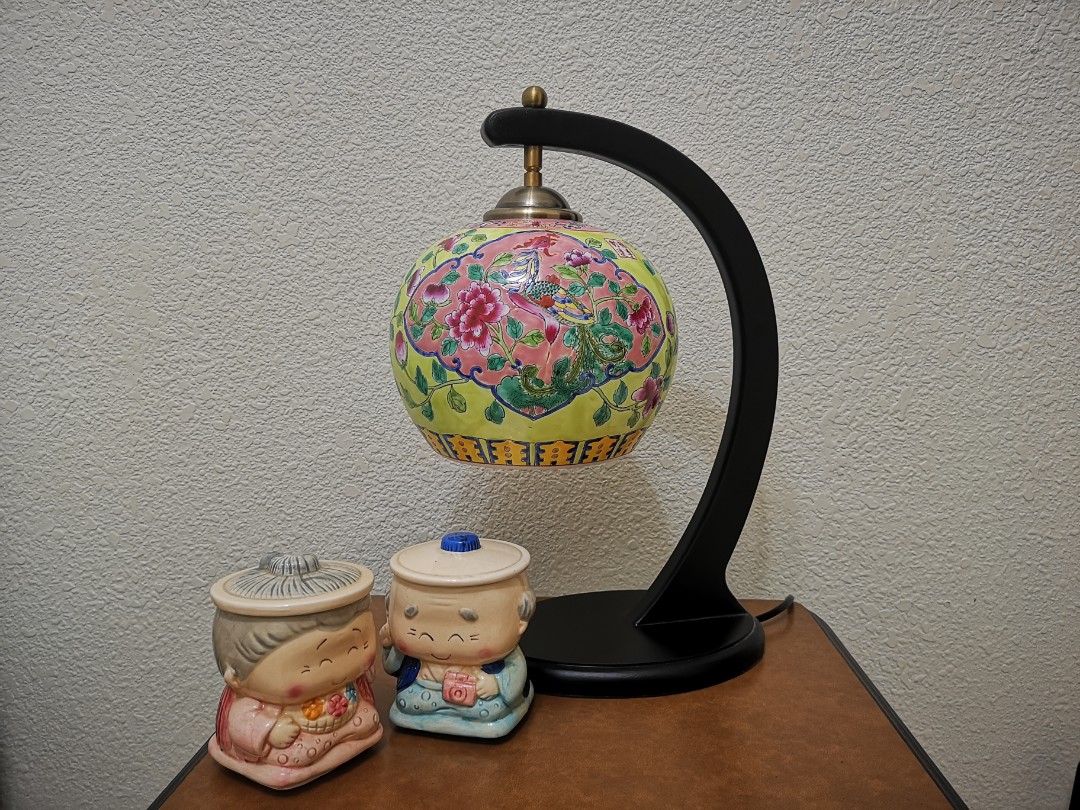 Peranakan Light Yellow Table Lamp, Furniture, Home Decor, Lighting ...