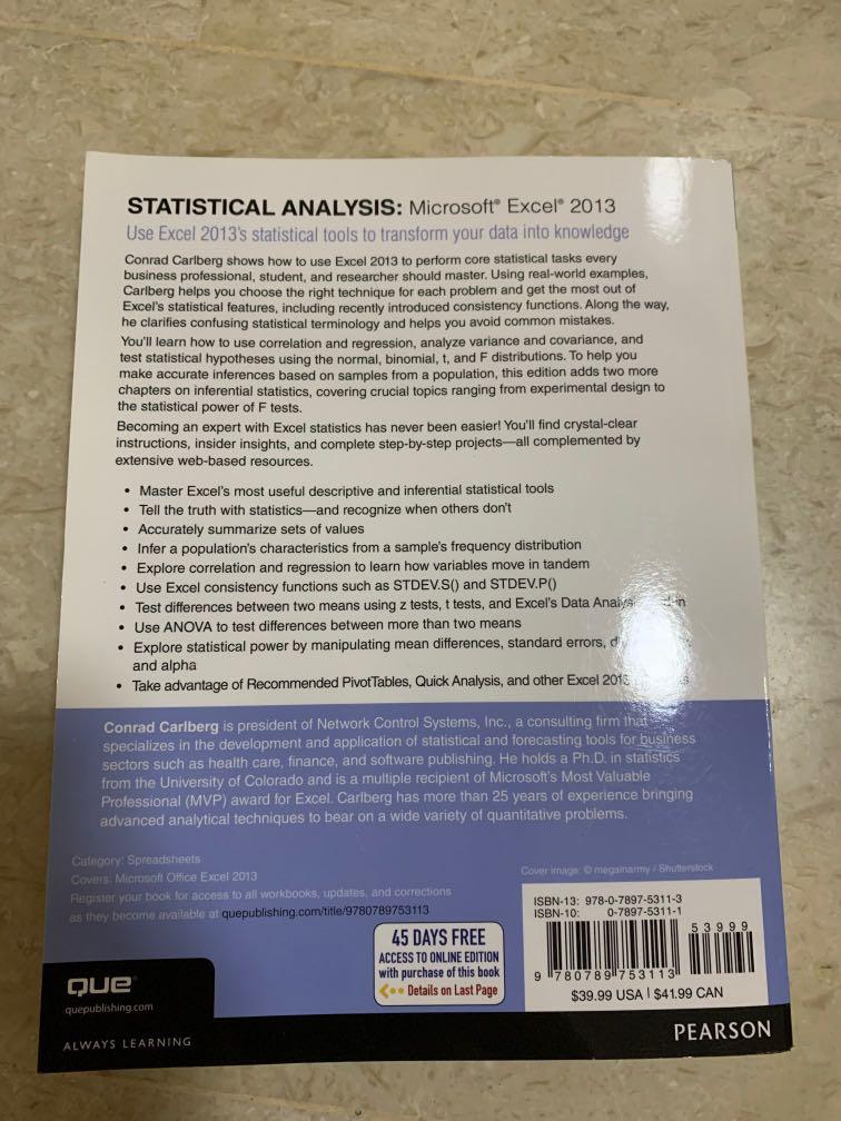 Statistical analysis - Microsoft excel 2013, Computers & Tech, Office ... Statistical analysis - Microsoft excel 2013, Computers & Tech, Office ...