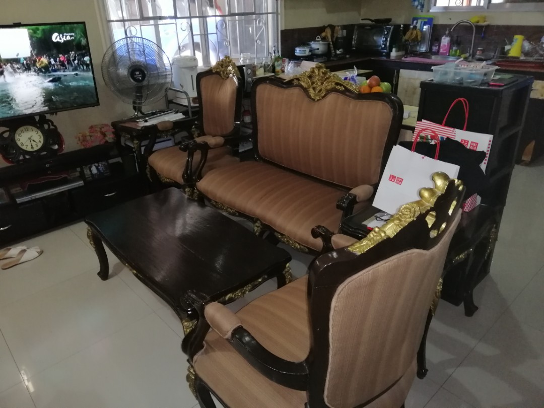 Custom-Made Wood Carved 6 piece Sala Set (USED), Furniture & Home ...