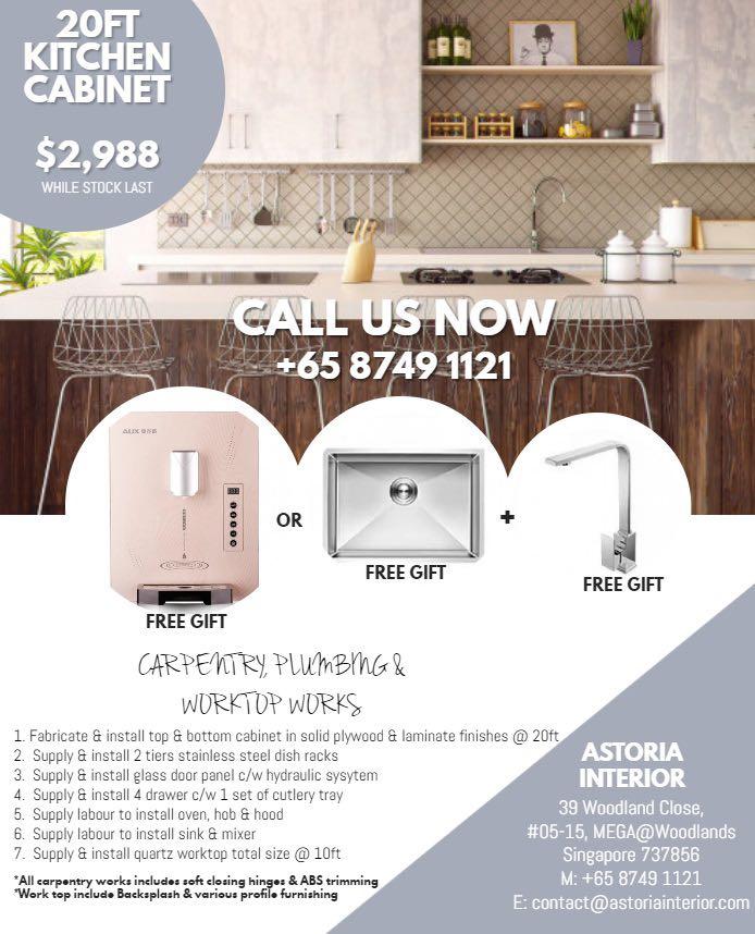 20FT KITCHEN CABINET @ $2,988 with FREE GIFTS WORTH $500, Furniture & Home Living, Furniture ...