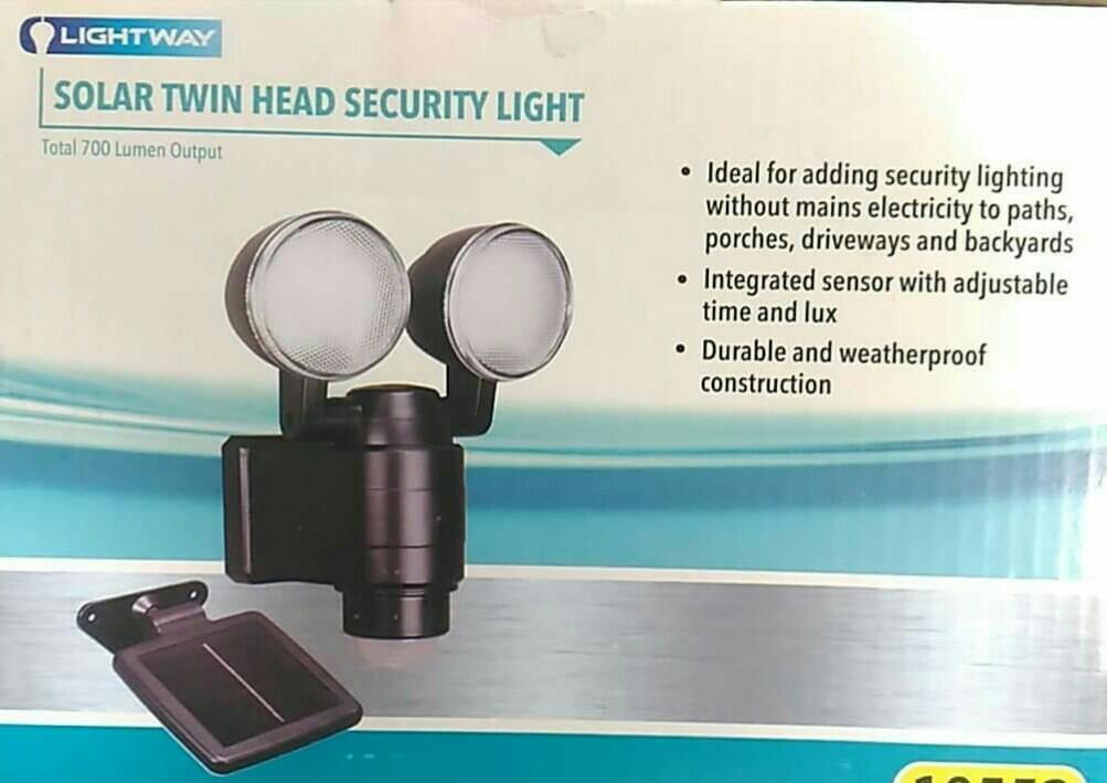 Lightway Solar Twin Head PIR Motion Sensor Security Light, Furniture ...