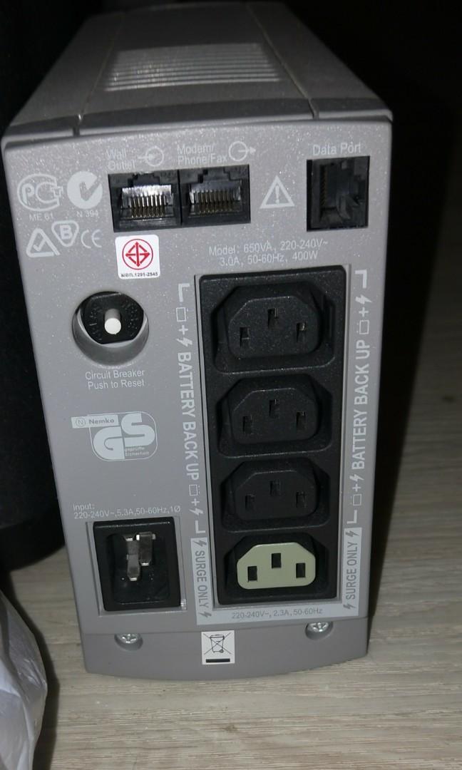 APC CS 650 ups updated on 13-1-2020, Electronics, Computer Parts ...