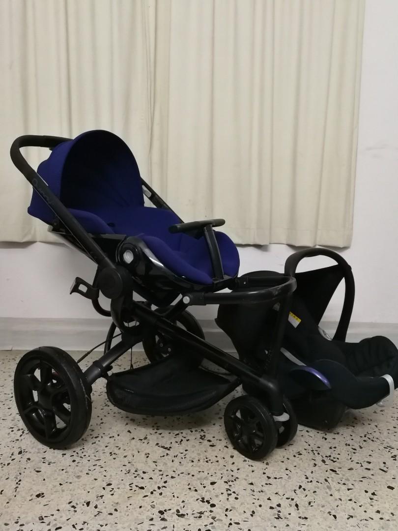 QUINNY MOODD BLACK FRAME + MAXICOSI CABRIOFIX (dark blue), Babies & Kids, Going Out, Strollers ...