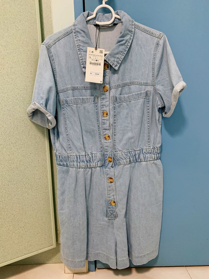 Zara Denim Romper (Brand new), Women's Fashion, Dresses & Sets ...