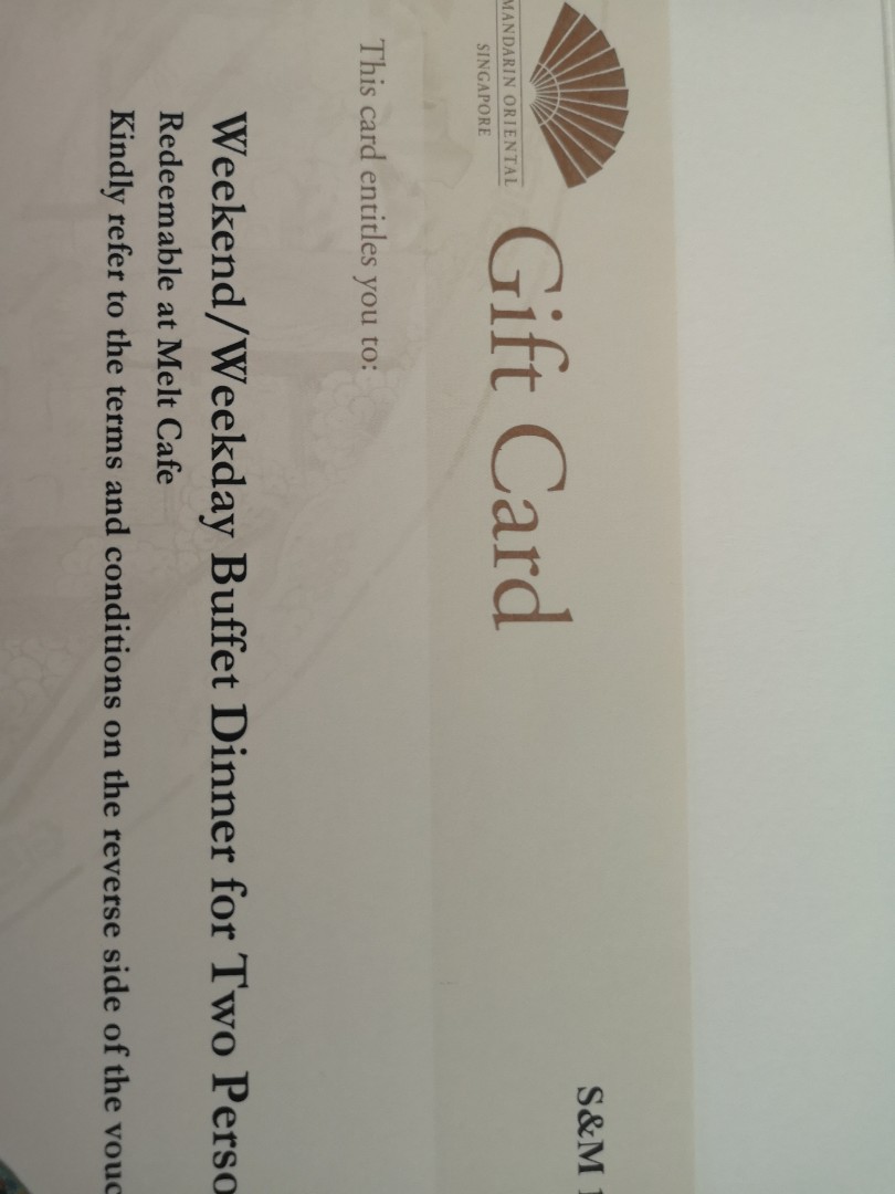Buffet voucher - Mandarin Oriental singapore, Entertainment, Gift Cards ...