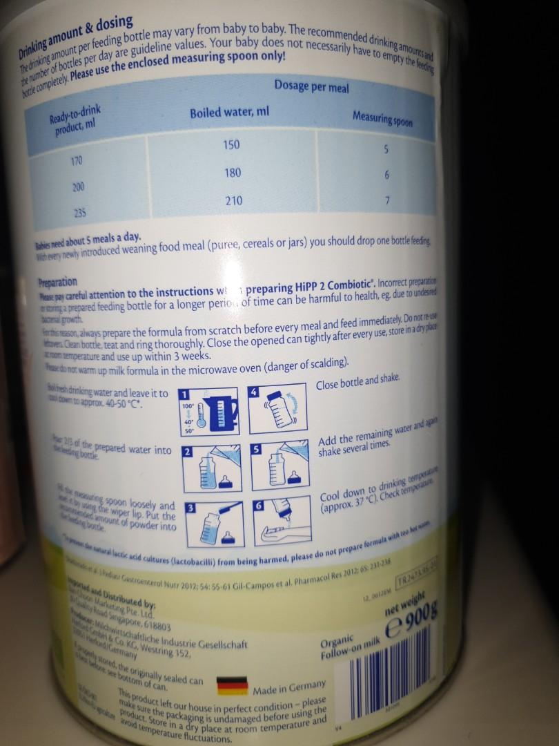 Hipp Combiotik stage 2 organic milk powder formula 900g, Babies & Kids ...