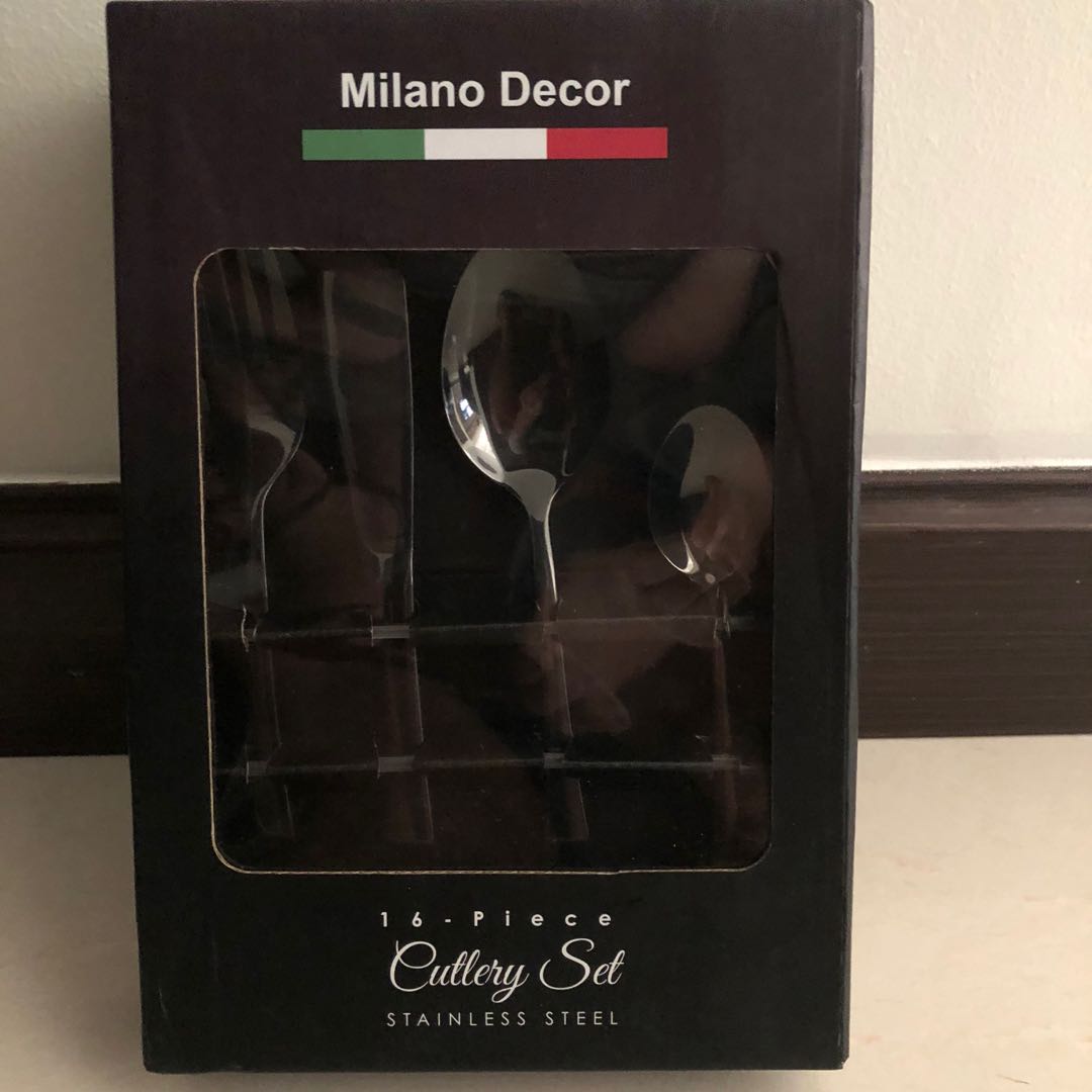 Milano Black 16-pc Cutlery Set, Furniture & Home Living, Kitchenware ...