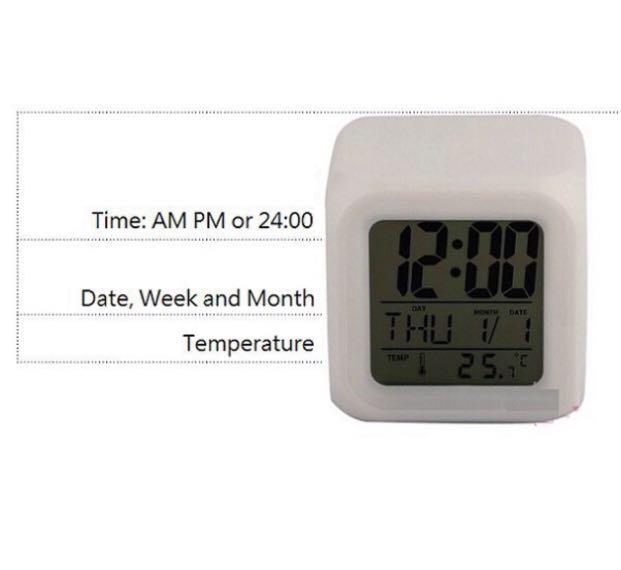Mini Square Digital LED Colour Light Effect Alarm Clock, Furniture ...