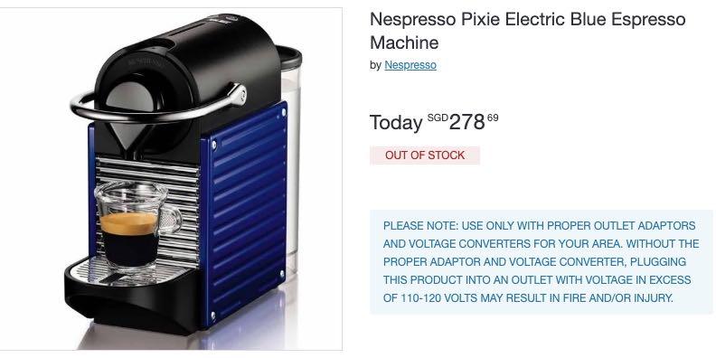 NESPRESSO Pixie Electric Blue Espresso Coffee Machine, Home Appliances ...