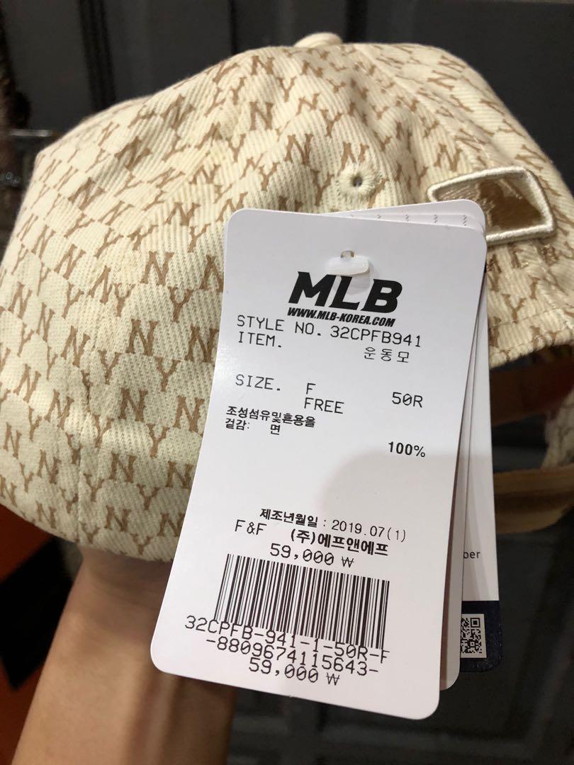 New York Yankees Monogram Cap Topi Mlb Cream Original Fesyen Pria Aksesoris Topi Di Carousell