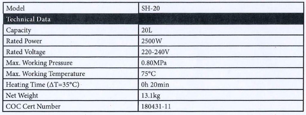 Rubine SH20 Slim/Storage Heater Installation/Storage Heater/Storage ...