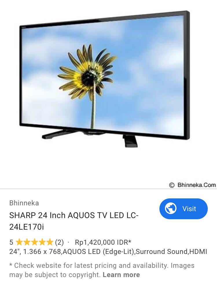 TV LED Sharp Aquos 24 Inch (Lengkap Antena + Bracket), Elektronik, TV ...