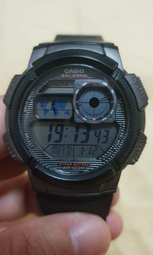 CASIO WORLD TIMER 10 year battery Diver Extension Strap with box, Men's ...