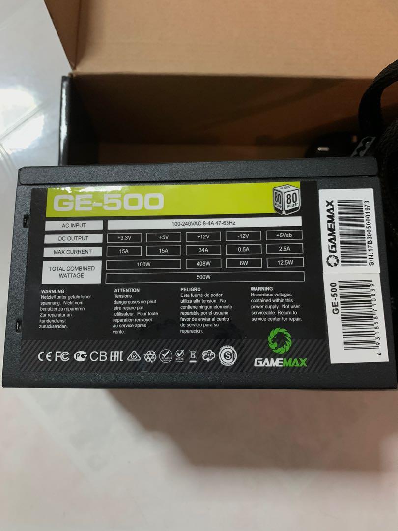 GameMax 500W Power Supply Unit (PSU), Computers & Tech, Parts ...