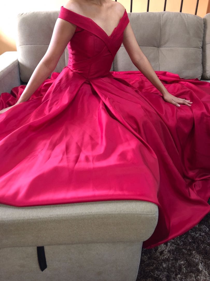 Red debut ball gown, Women's Fashion, Dresses & Sets, Evening dresses ...
