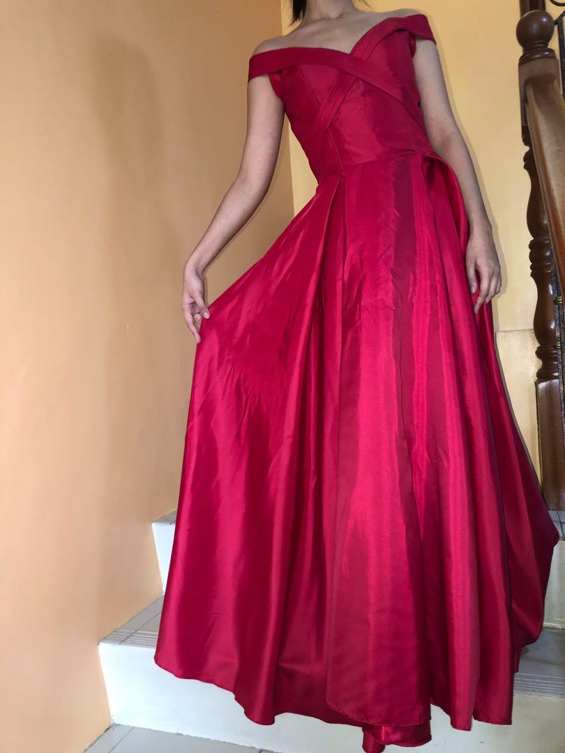Red debut ball gown, Women's Fashion, Dresses & Sets, Evening dresses ...
