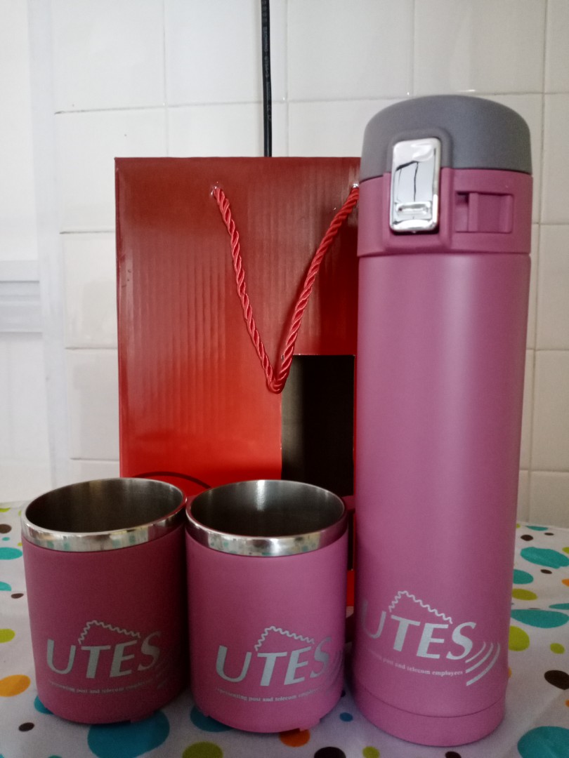Stainless Steel Thermal Flask& Mugs Set, Furniture & Home Living ...