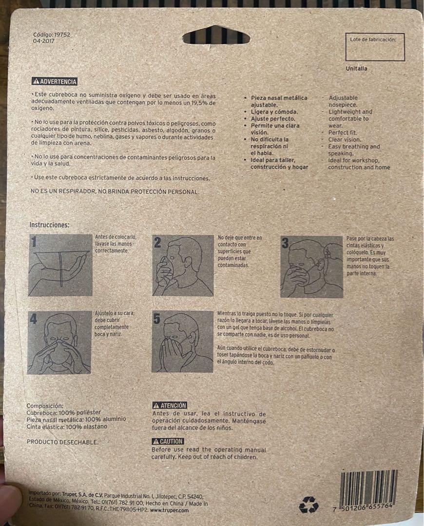 Truper Face Mask 10 pcs per pack , Commercial & Industrial ...