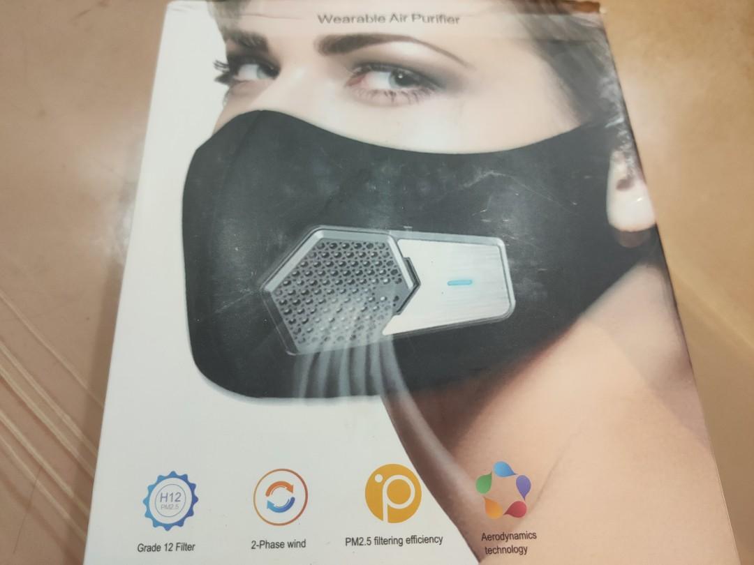 Wearable Air Purifier Electric Mask (black), Health & Nutrition, Face ...