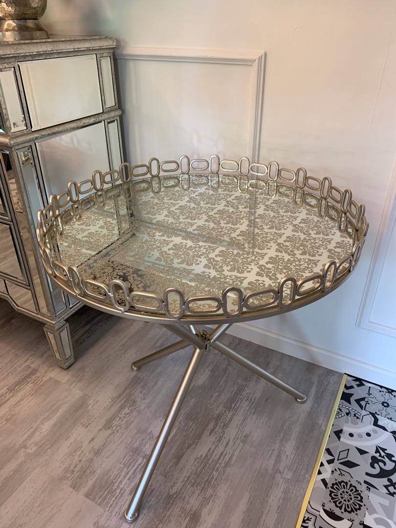 Glass Mirror Sparkle Table, Furniture & Home Living, Furniture, Tables ...