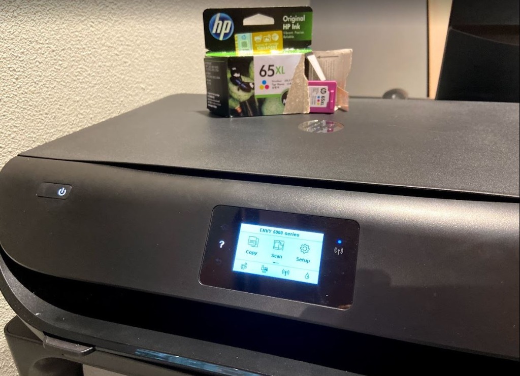 HP ENVY 5020 All-in-One Wifi Printer + black and color cartridge ...