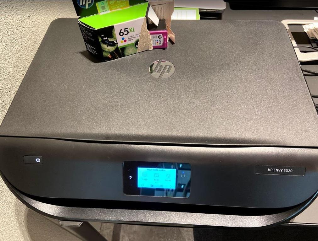 HP ENVY 5020 All-in-One Wifi Printer + black and color cartridge ...