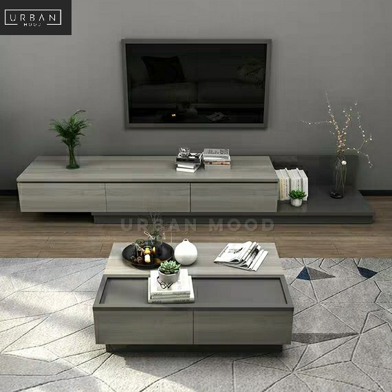 MIDORI Ash Grey Platform TV Console, Furniture & Home Living, Furniture ...