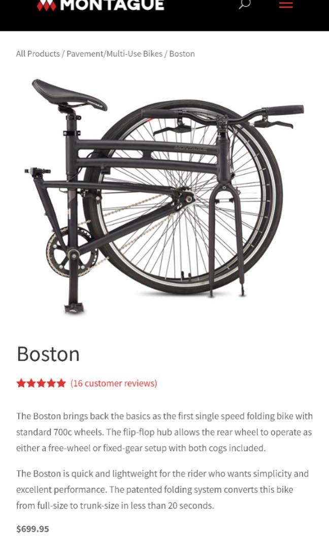 Montague Boston 700c Folding Foldable Fixie Single Speed, Sports ...
