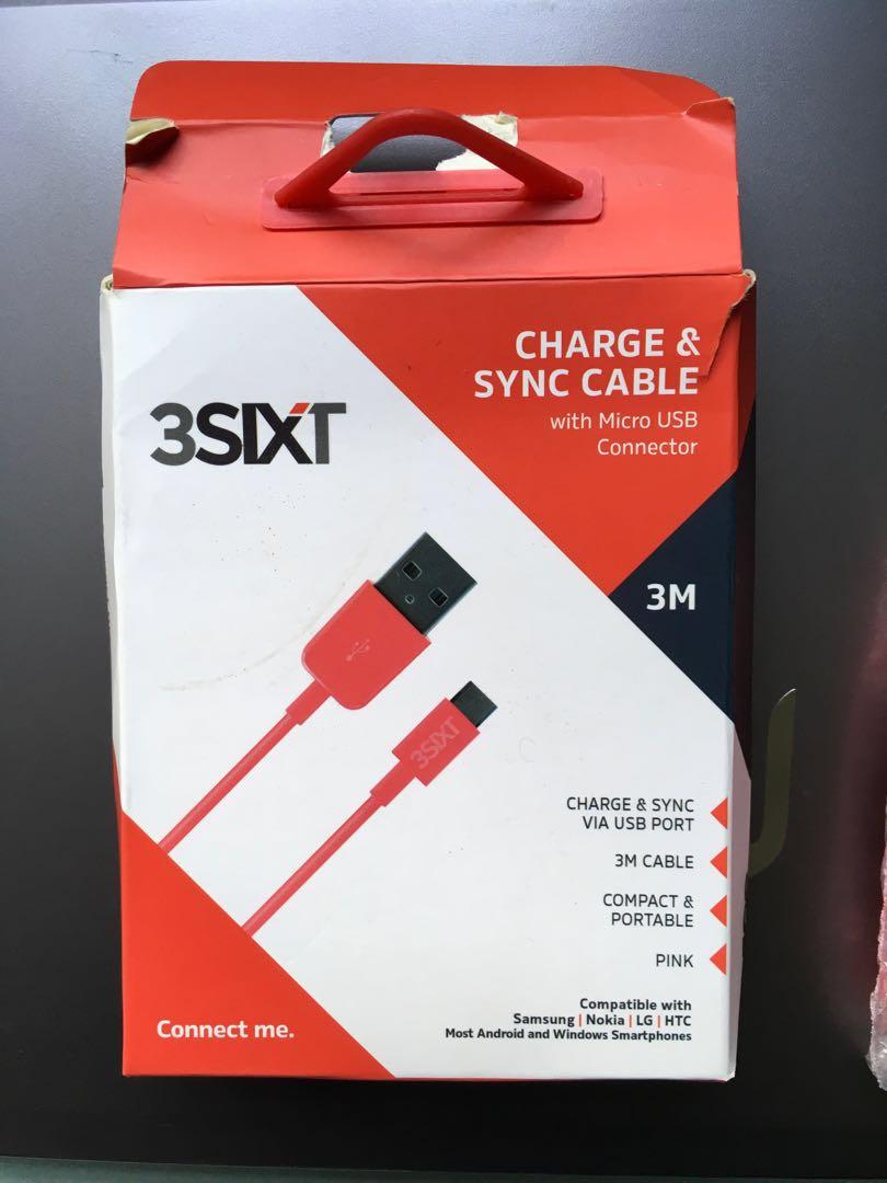 3SIXT Charge and Sync Cable (3 metres), Computers & Tech, Parts ...