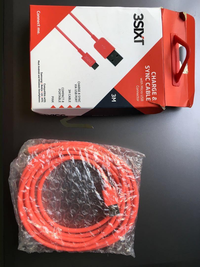 3SIXT Charge and Sync Cable (3 metres), Computers & Tech, Parts ...
