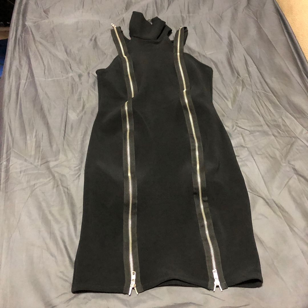 ASOS Black Dress with multiple zips, Women's Fashion, Dresses & Sets ...