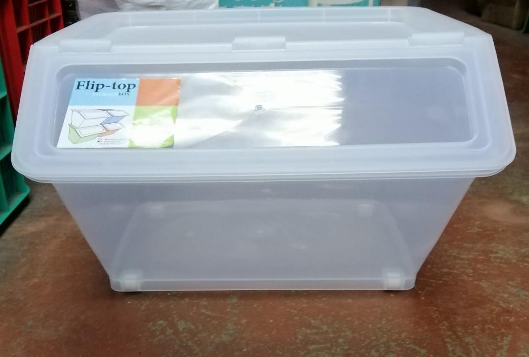 Storage box flip top 56liter megabox, Furniture & Home Living ...