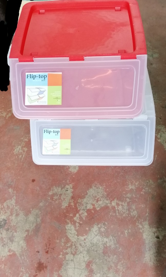 Storage box flip top 56liter megabox, Furniture & Home Living ...
