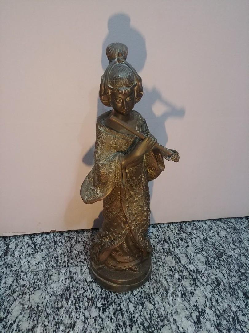 Ultra Rare Japan Artefacts: Full Bronze Traditional Japanese lady in ...