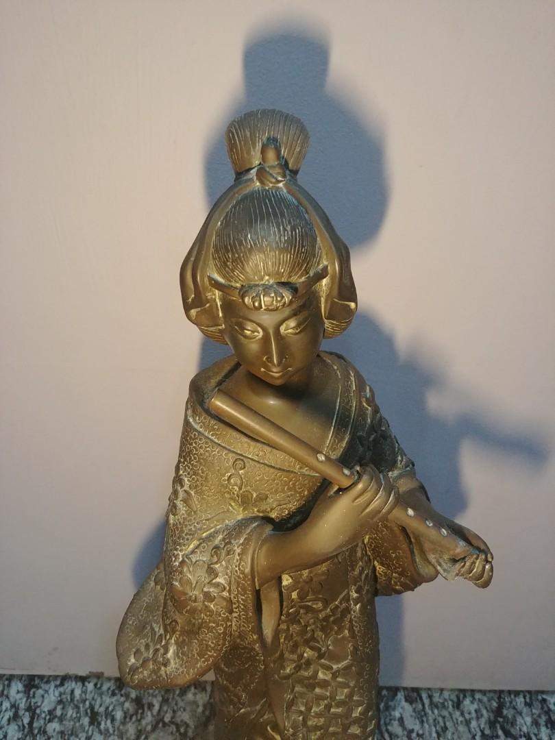 Ultra Rare Japan Artefacts: Full Bronze Traditional Japanese lady in ...
