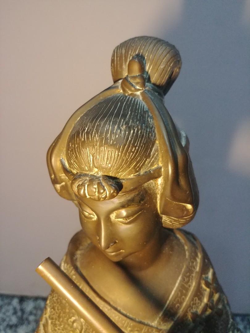 Ultra Rare Japan Artefacts: Full Bronze Traditional Japanese lady in ...
