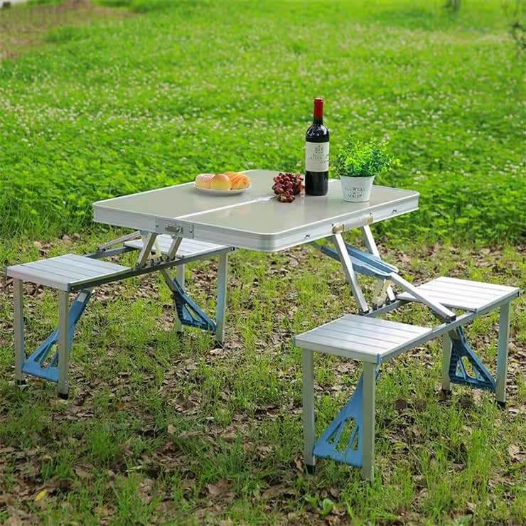 Folding table aluminum alloy conjoined table and chair dining table ...