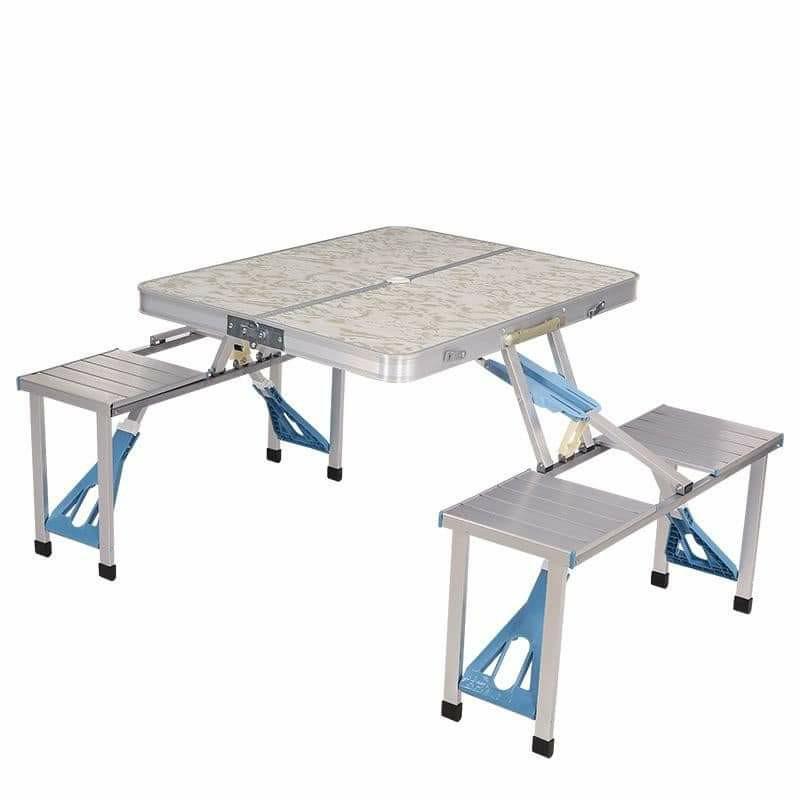 Folding table aluminum alloy conjoined table and chair dining table ...